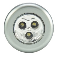 3 LED ROUND STICK-ON PUSH LIGHT, METALLIC COLORS | L'Image Home Products