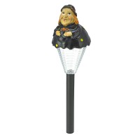 15.375" POLYRESIN WITCH HEAD HALLOWEEN SOLAR LIGHT | L'Image Home Products